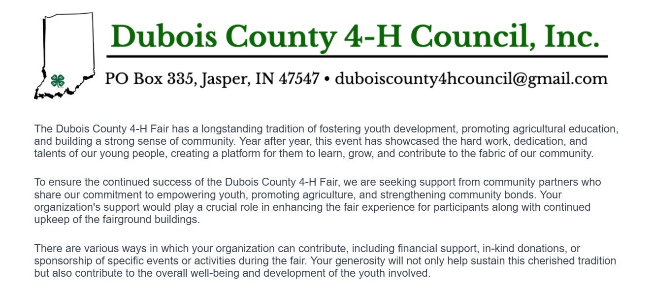 4-H Donors – Dubois County Fairgrounds